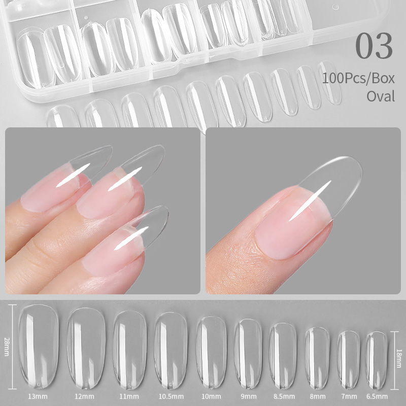 100Pcs Press on False Nails Capsule Gel Nails Extension System Nail ...