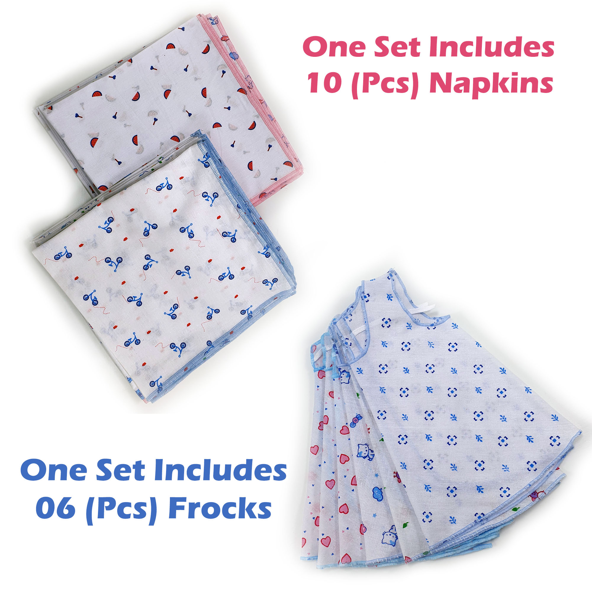 New Born Baby 10 Napkin + 06 Frocks Pack Single Layer Hospital Packs ...