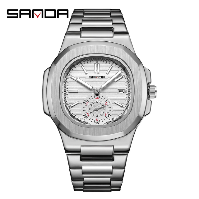 SANDA Brand Fashion Business Stainless Steel Watch Waterproof Quartz ...