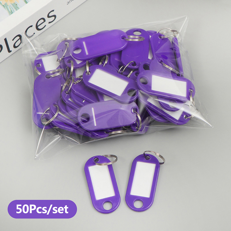 50Pcs Colorful Keychain Key Tag Label ID Name Room Address TEL Number ...