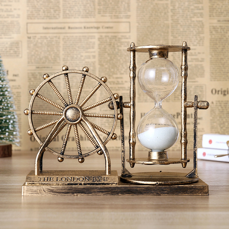 Vintage Rotating Wheel Hourglass Ornament Crystal Ball Crafts Gift Home ...