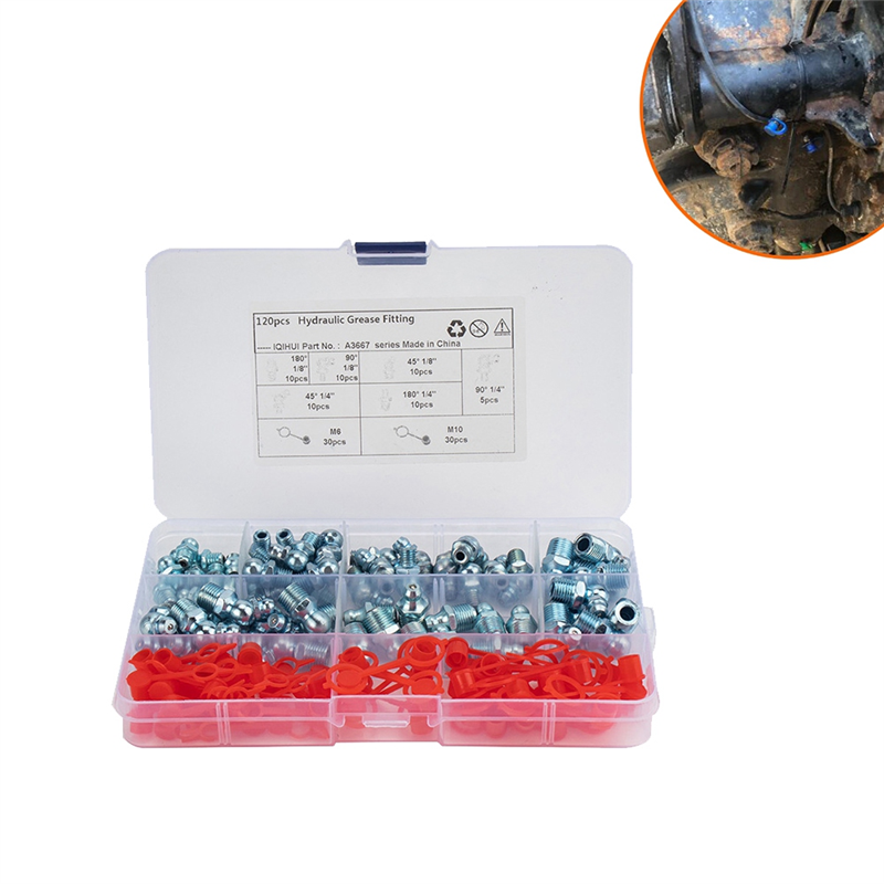 120Pcs/Set Leaf Spring Nut Grease Fittings Grease Couplers Grease ...