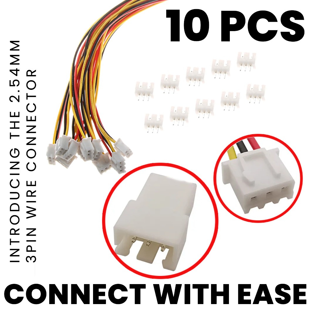10PCS - 2.54mm 3Pin Male & Female Socket Wire Connector 2.54mm Pitch 3P ...