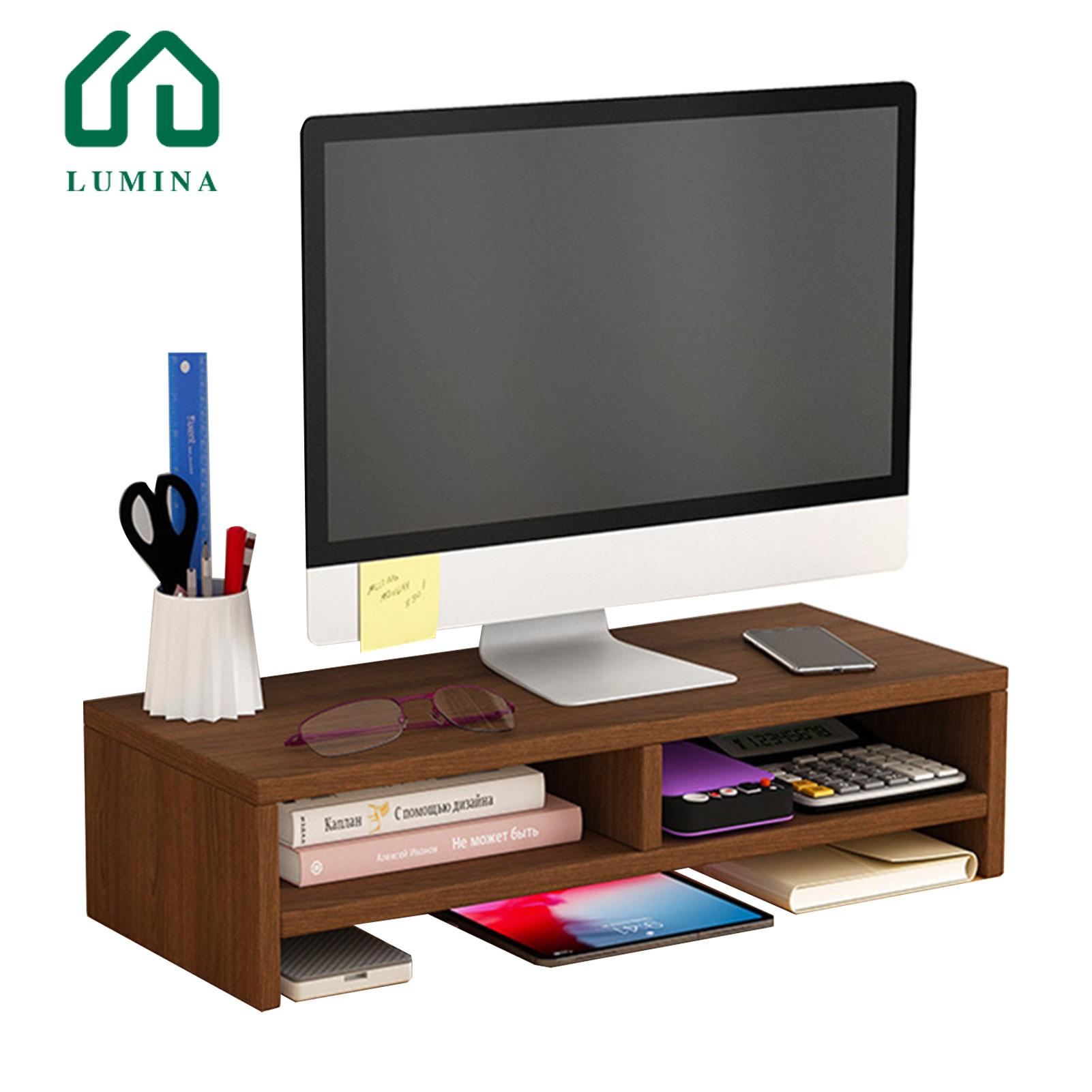 Lumina Ergonomic Monitor Stand Wooden Monitor Stand Riser with Storage ...