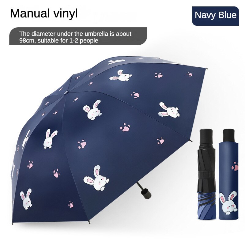 Cute Kids Umbrella Thick Black Glue Fully Automatic Umbrella Rabbit ...