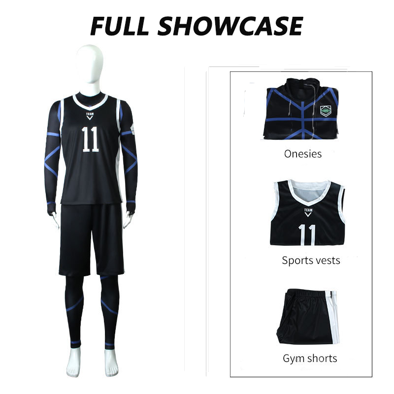 Anime Blue Lock Nagi Seishiro Cosplay Costume Black Jersey Jumpsuit Wig ...