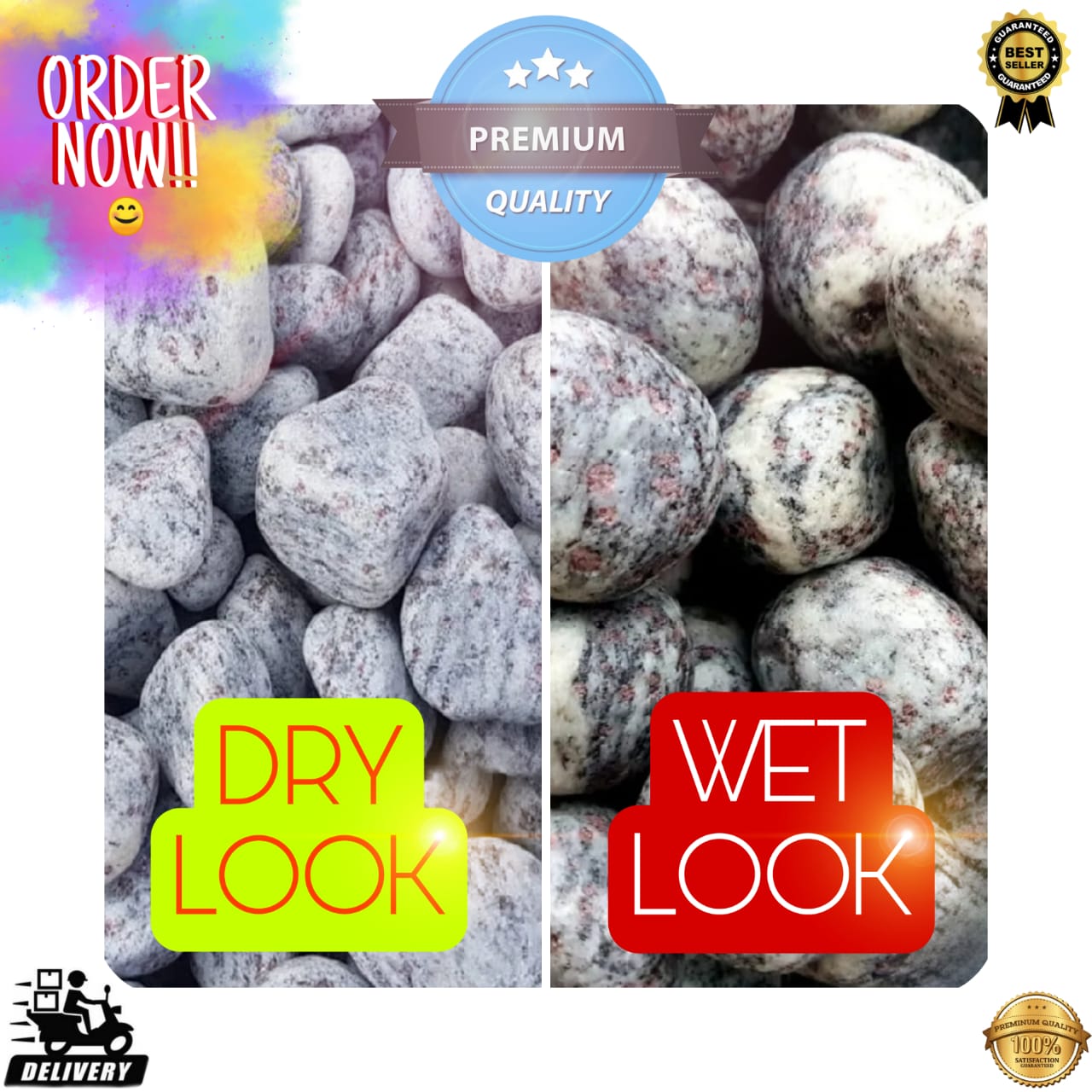 Natural Smooth Light GREY Granite Pebble Natural Stones Best For Fish ...