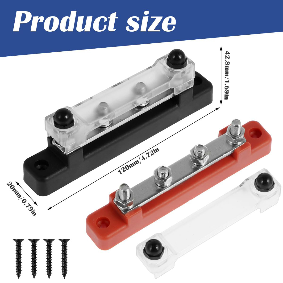 2 Piece Power Distribution Block, Bus Bar Junction Block Battery Busbar ...