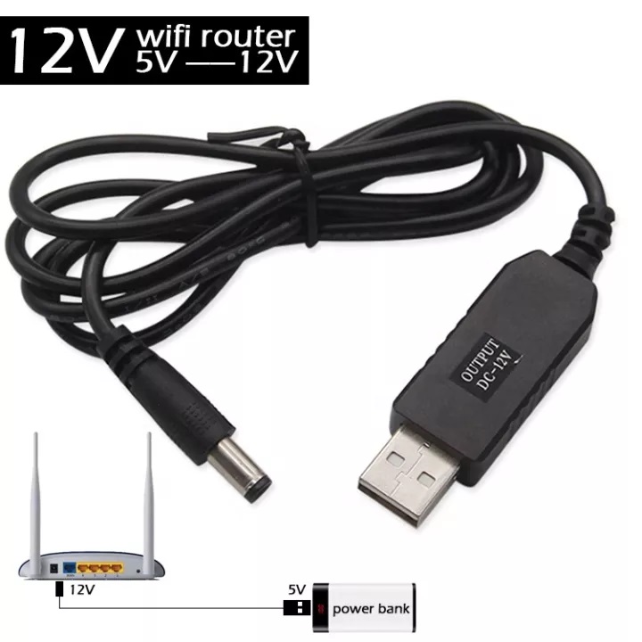 WiFi to Powerbank Cable Converter USB 5V to 12V USB Connector Router ...