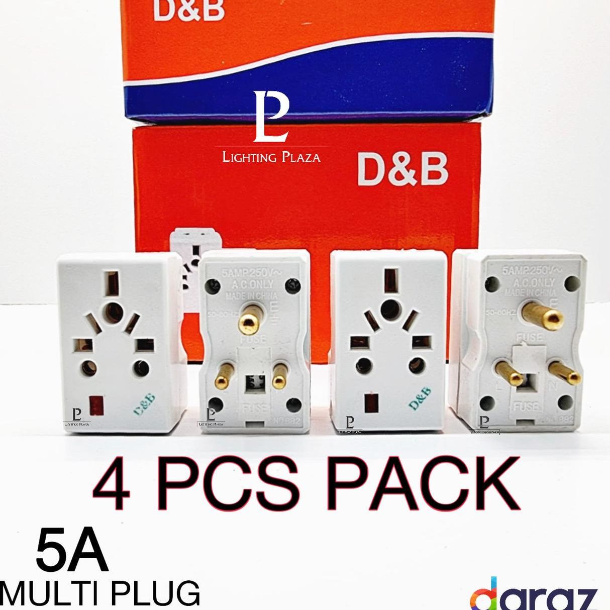 4 PCS PACK - Multi Plug - Multi Socket - 5A Round Pin - Universal Multi ...