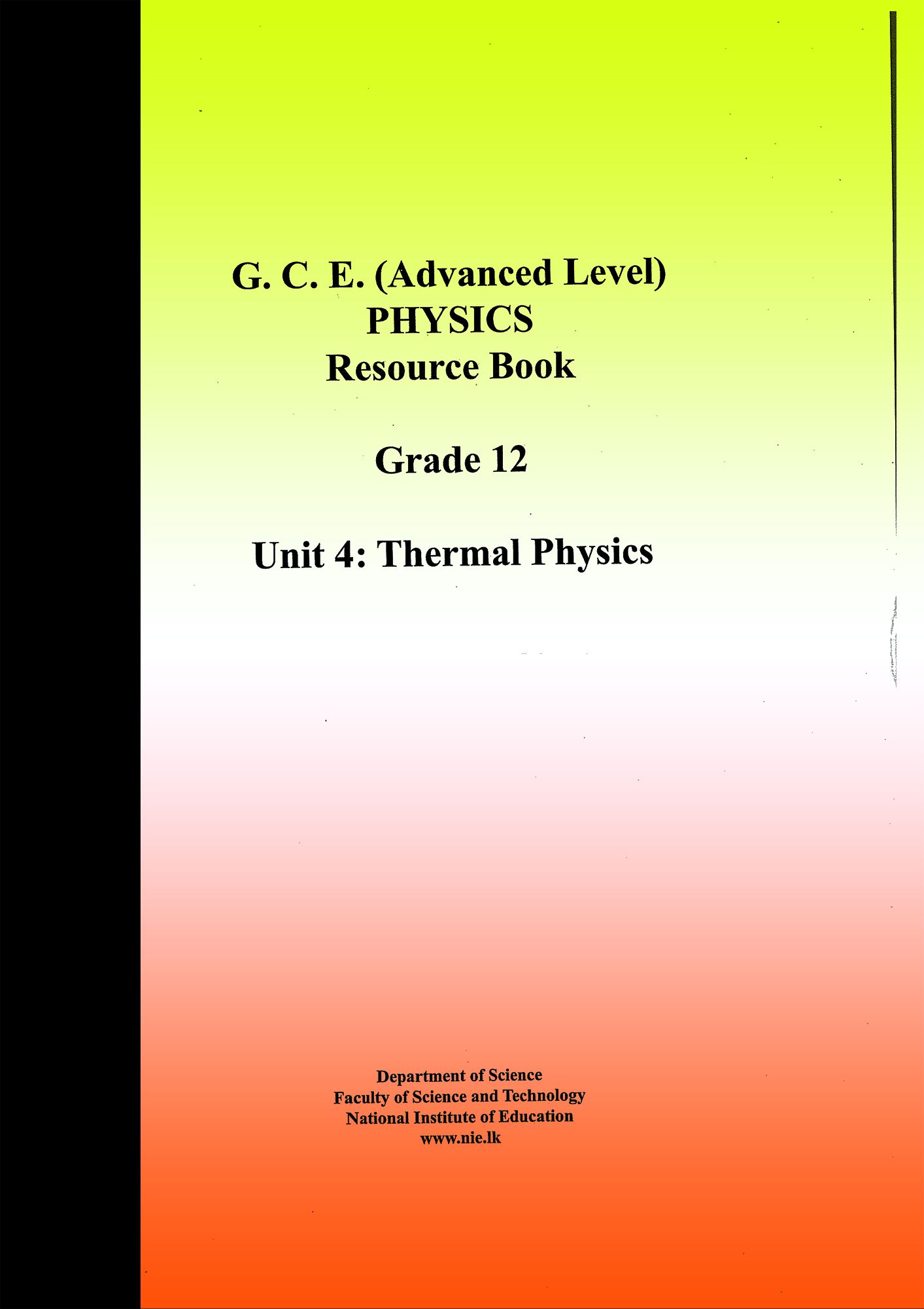 Physics Resource Book Advanced Level Grade 12 - Unit 4 - English Medium ...