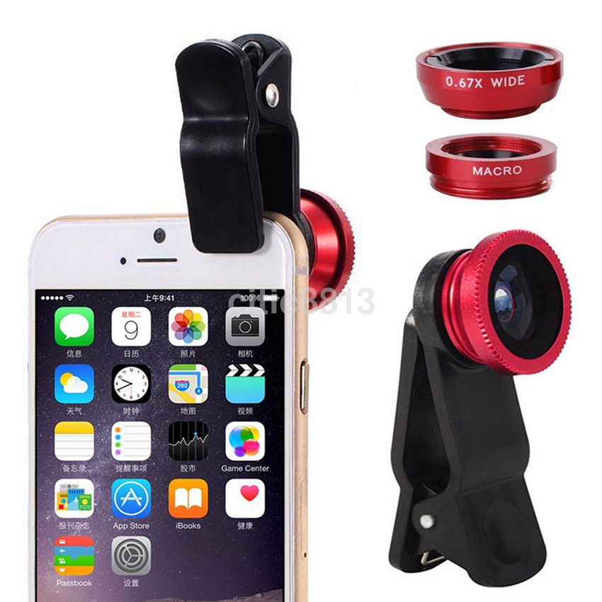Universal Clip Lens (Macro, Fish-eye & Wide Angle) for Mobile phones ...