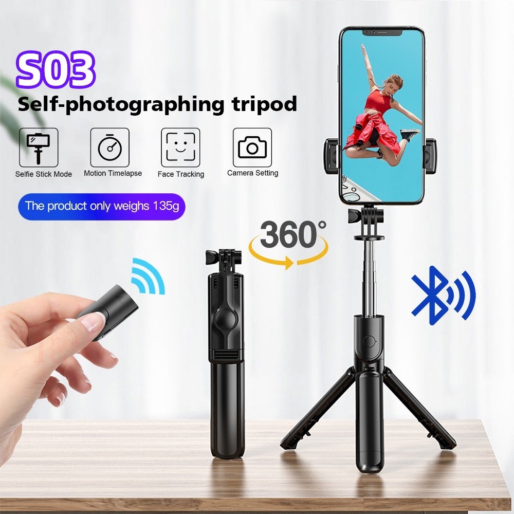 S03 Mini Selfie Stick Desktop Stand Selfie Stick Portable Stretchable Holder Anti-Shake ...