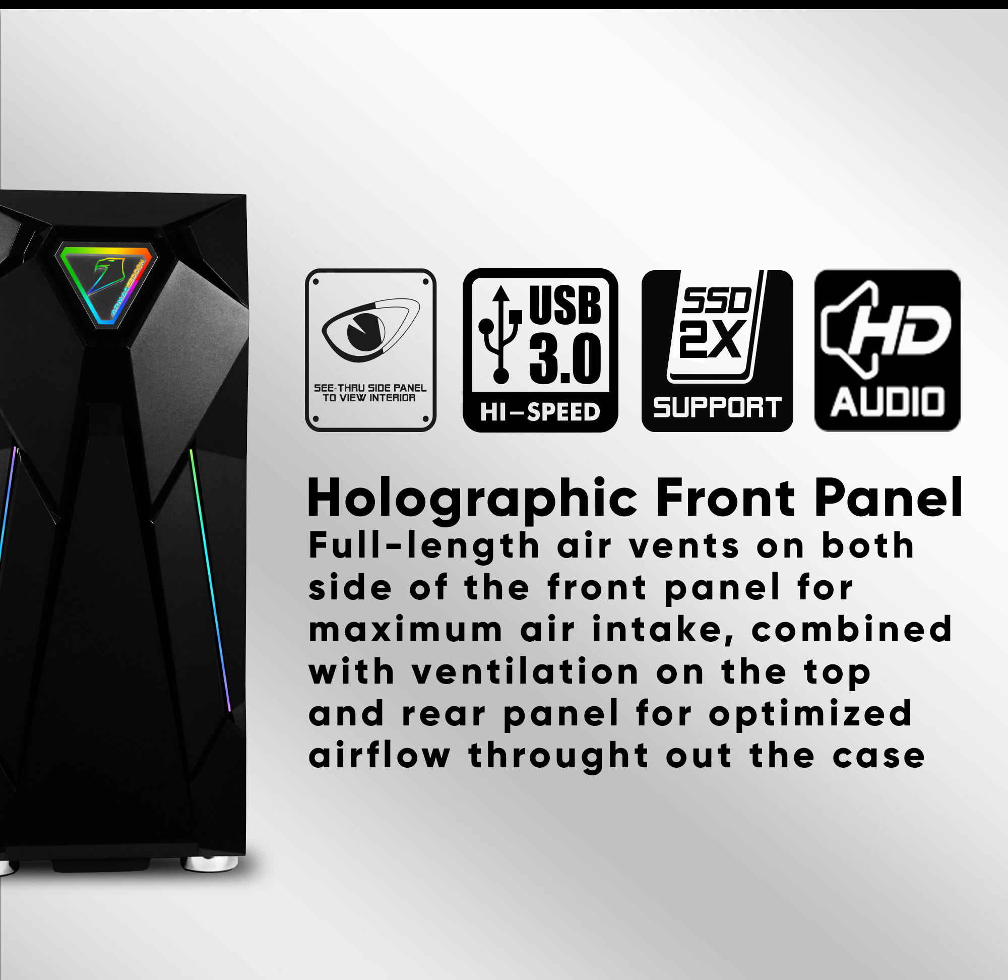 ARMAGGEDDON TRON HOLO 5 ATX PC RGB GAMING CASE | Daraz.lk