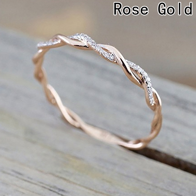【Topnotch Store】Rings For Women Thin Rose Gold Color Rope Stacking ...