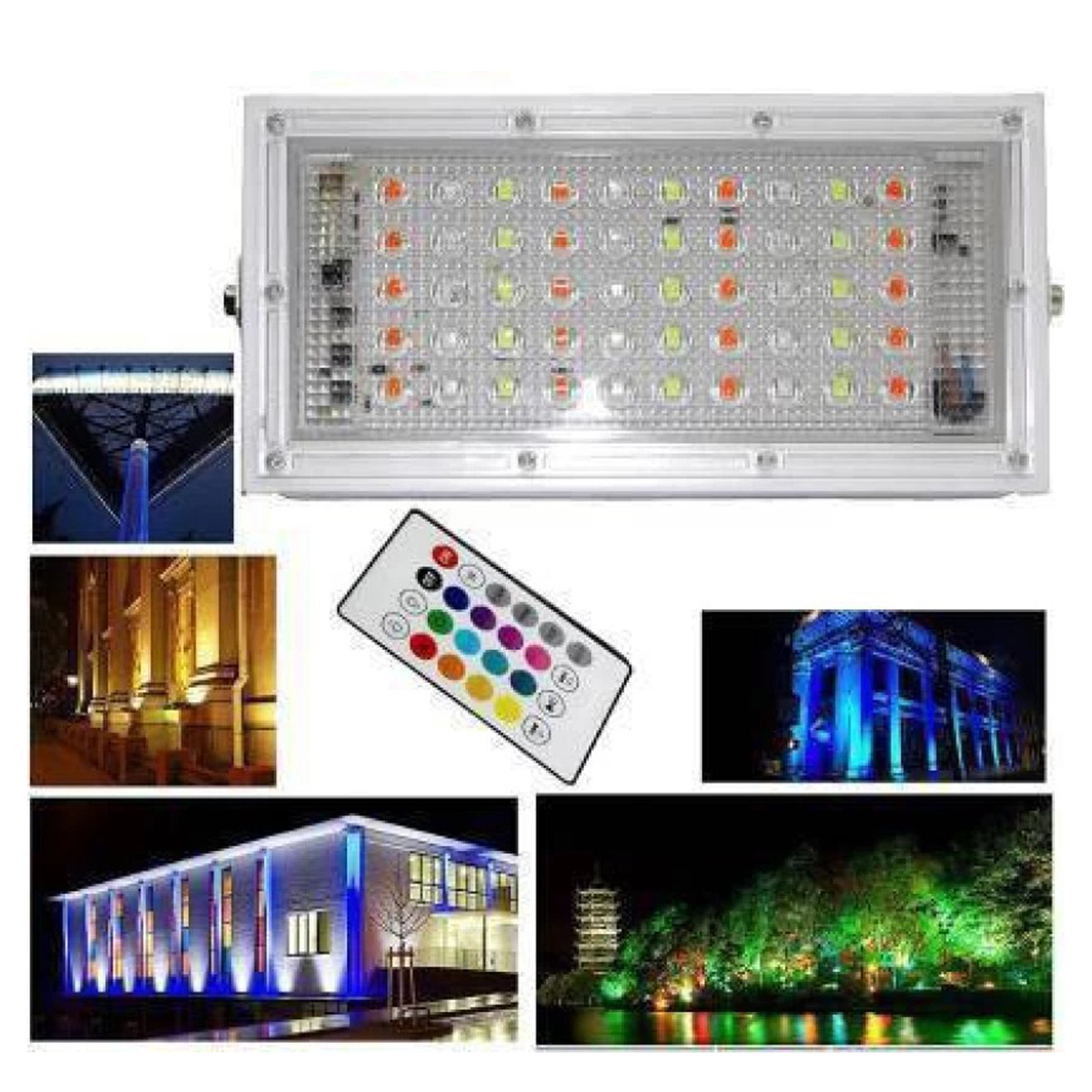 50W / 100W RGB LED Flash Light with Remote Control Waterproof LED ...