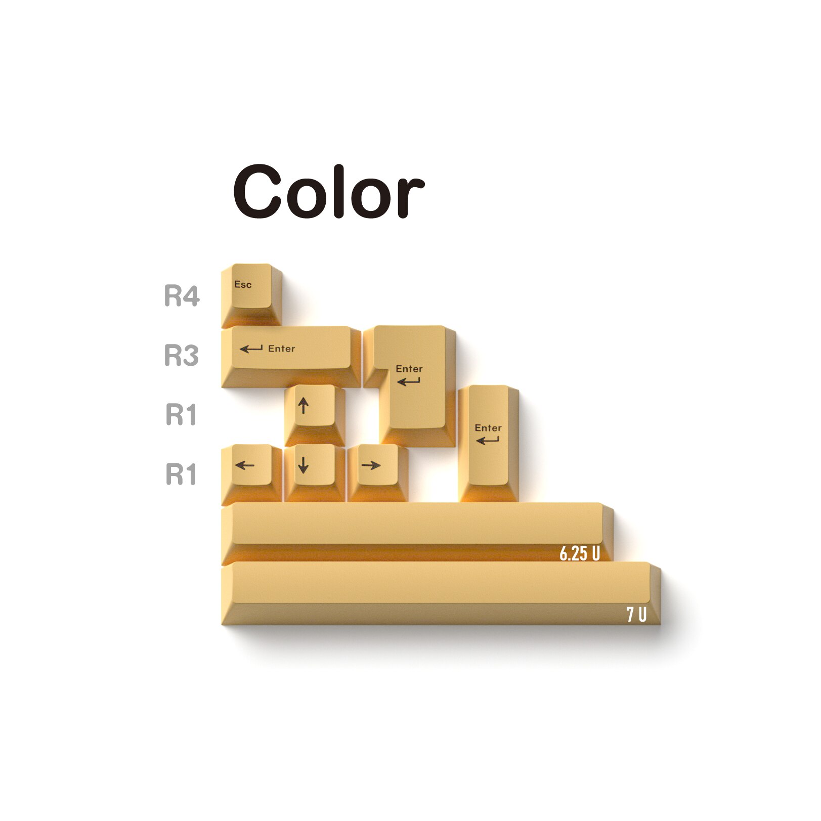Grey Yellow Profile PBT Dye Subbed Key Caps For Mechanical Keyboard ...