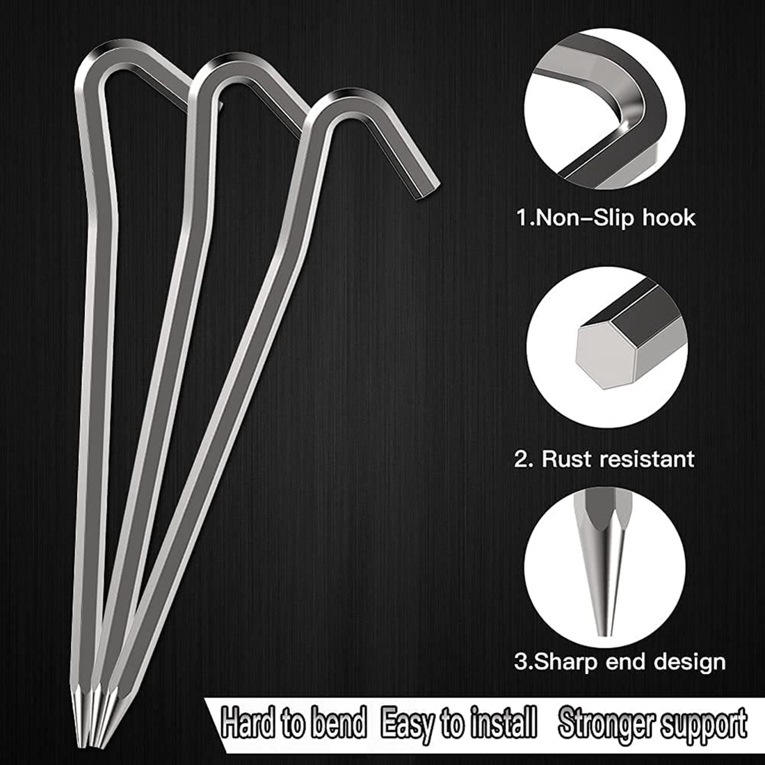 Tent Pegs 8 PCS 18cm Metal Heavy Duty Tent Hooks Aluminum Alloy Rust ...