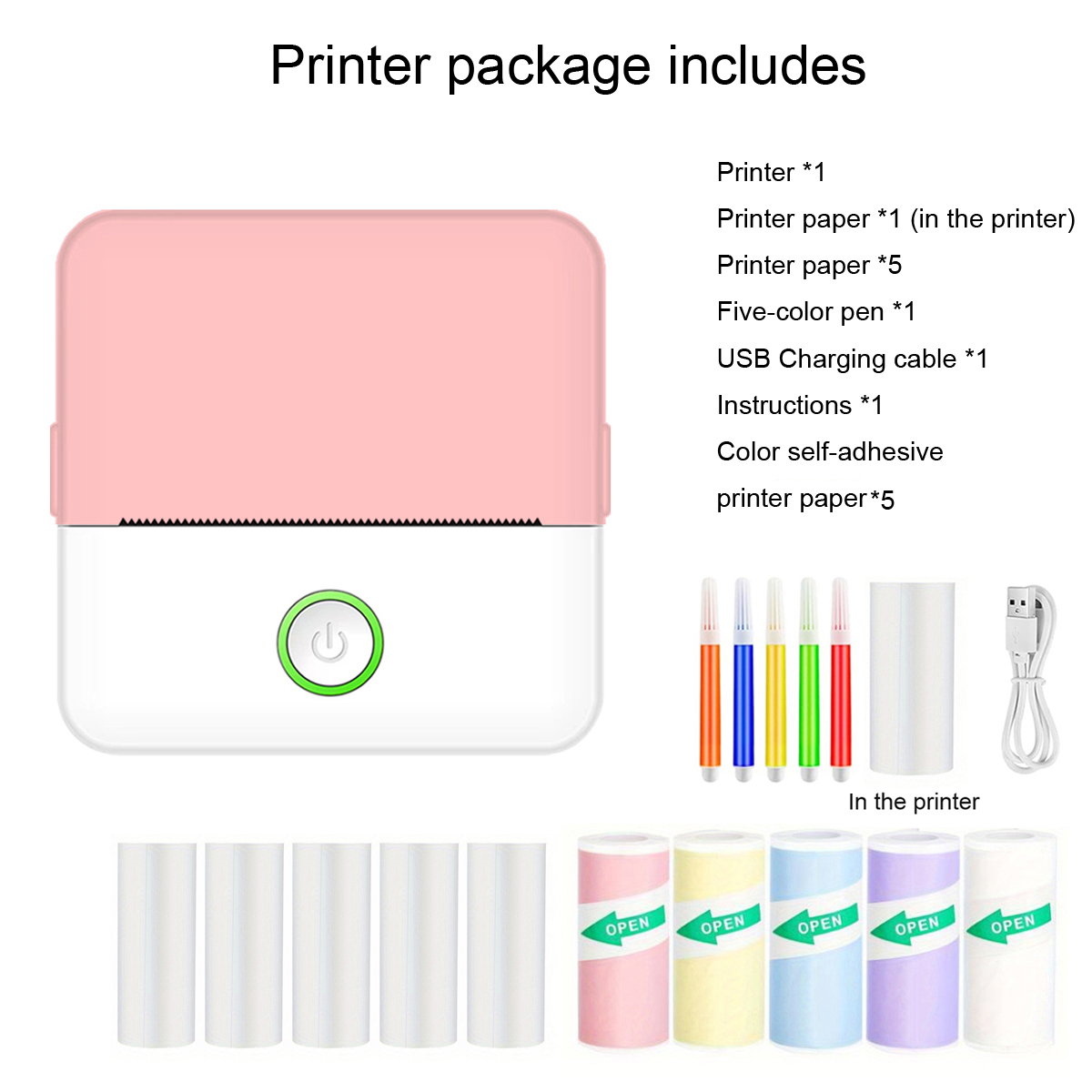 Mini Printer, Inkless Sticker Maker, Free Cut Small Pocket Printer ...