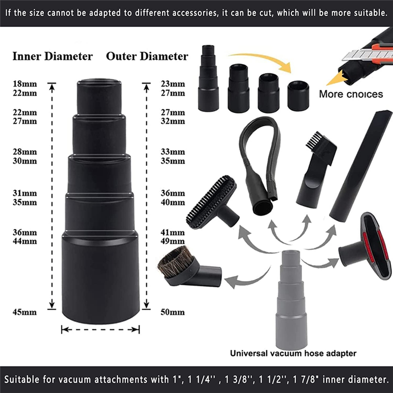 12Piece Universal Vacuum Attachment Kit Wet Dry Plastic Vacuum Hose ...