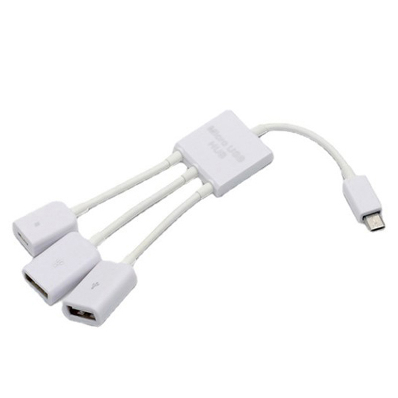 3in1 Micro USB To 2 OTG 3 Port HUB Cable Splitter Micro-USB Type-C ...