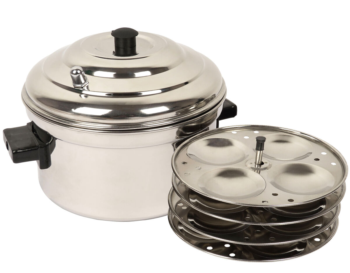 Stainless Steel Idly Cooker 6 Pcs Plates Idly Pot Heavy & Best Quality ...