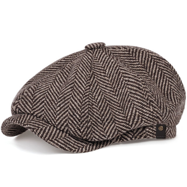 Peaky Blinder Wool Octagonal Cap Men's Razor Party British Beret Retro ...
