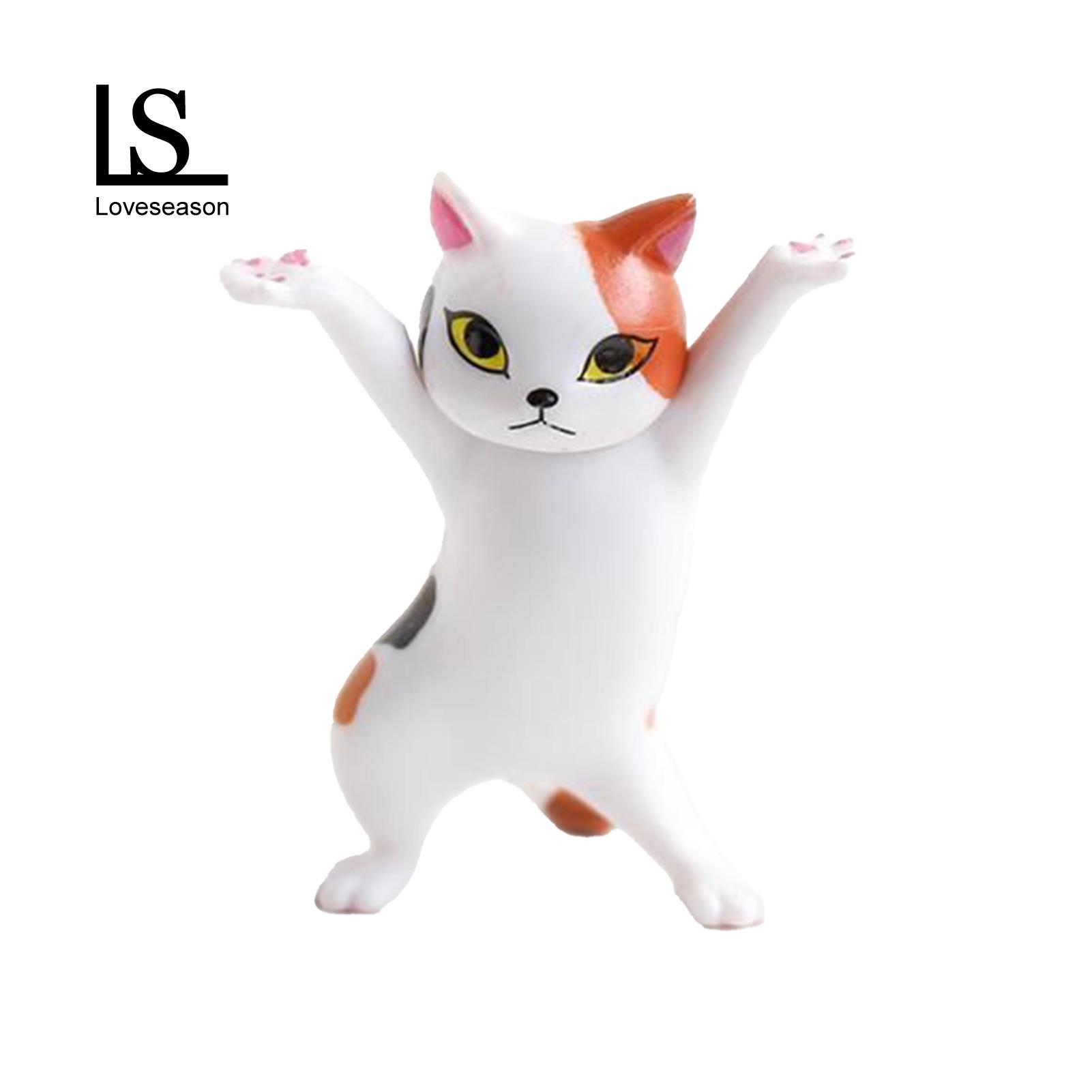 Cat Shape Toy Mini Funny Cartoon Cat Statue Ornament Adorable Dancing ...