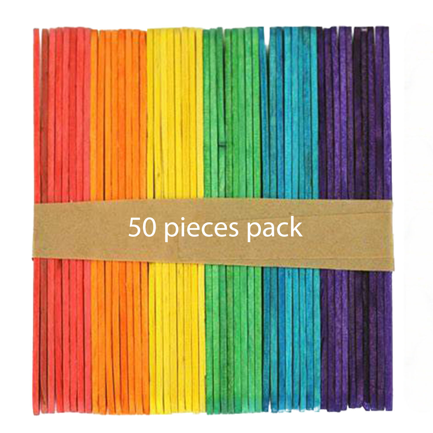 50 Pcs craft sticks Popsicle sticks Ice cream sticks multi color ...