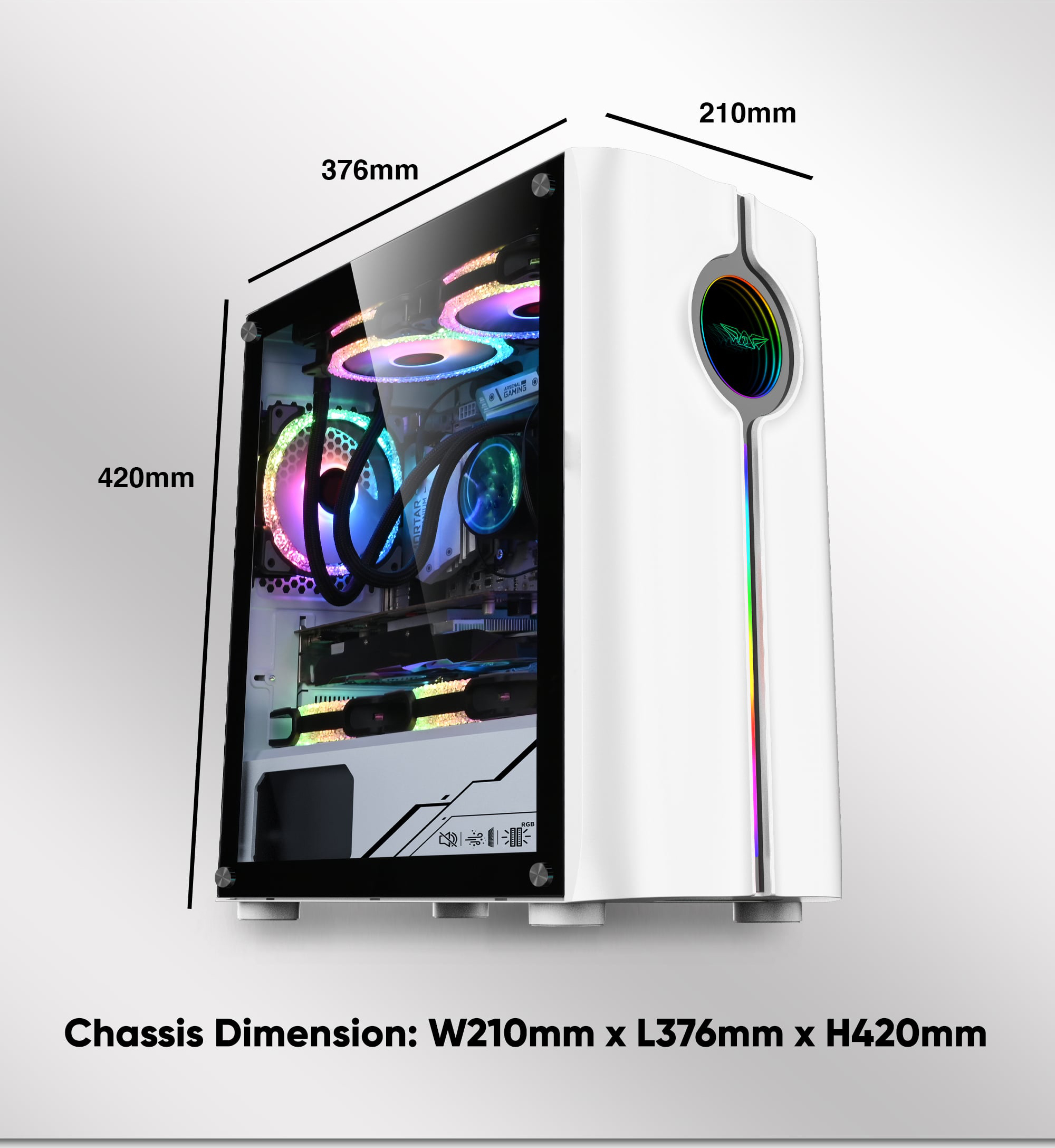 ARMAGGEDDON TRON HOLO 3 MATX PC CASE (WHITE) | Daraz.lk