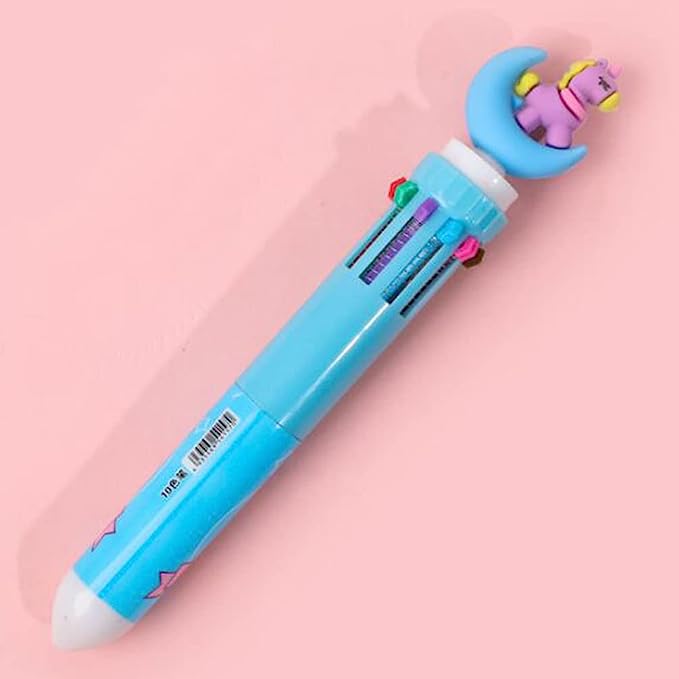 Ten Color Ball Pen Retractable Ballpoint Multicolored Unicorn Pen ...