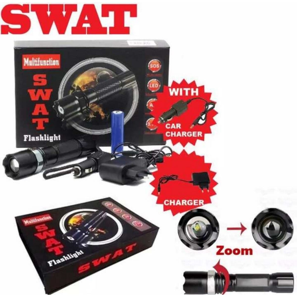 Swat Rechargeable Multifunction Flashlight, Torch | Daraz.lk