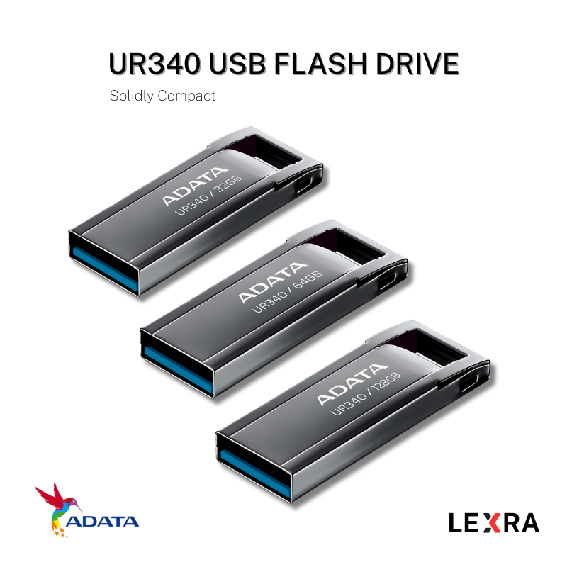 ADATA UR340 USB FLASH DRIVE | USB 3.2 GEN 1 | METAL MIRROR FINISH | BLACK | 3-Y WARRANTY | Daraz.lk