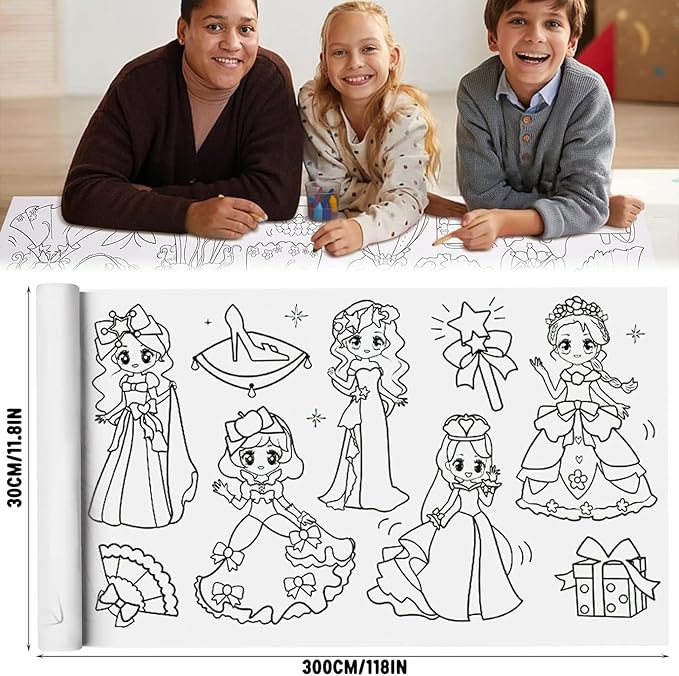 Children's Drawing Roll,3 Meter Colouring Doodle- Sticker, Sticky Back ...