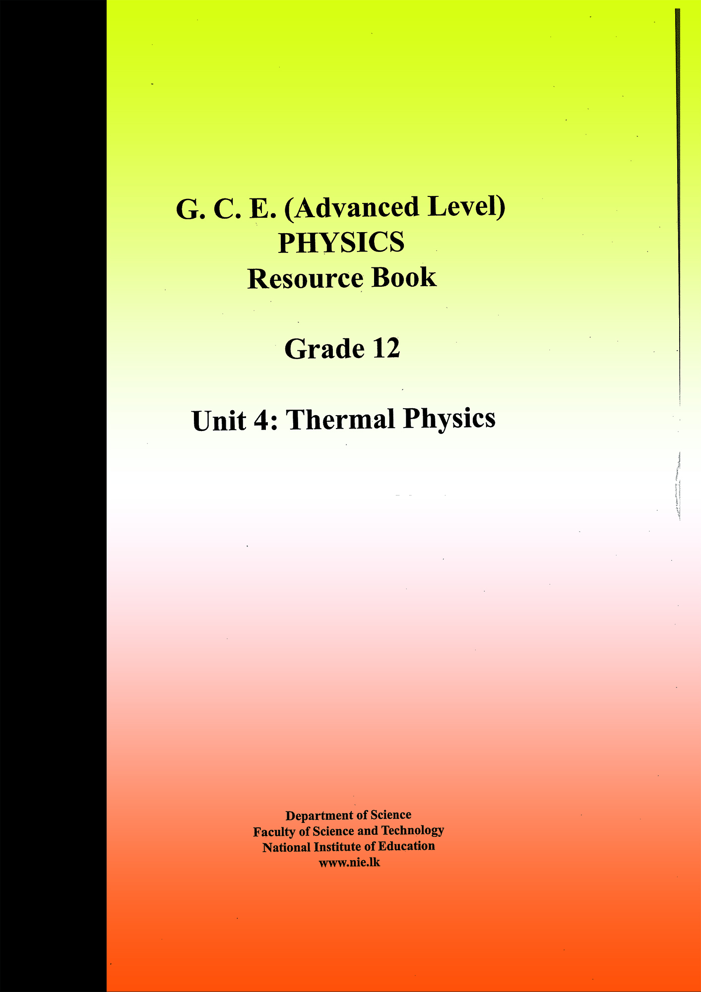 Physics Resource Book Advanced Level Grade 12 - Unit 4 - English Medium ...