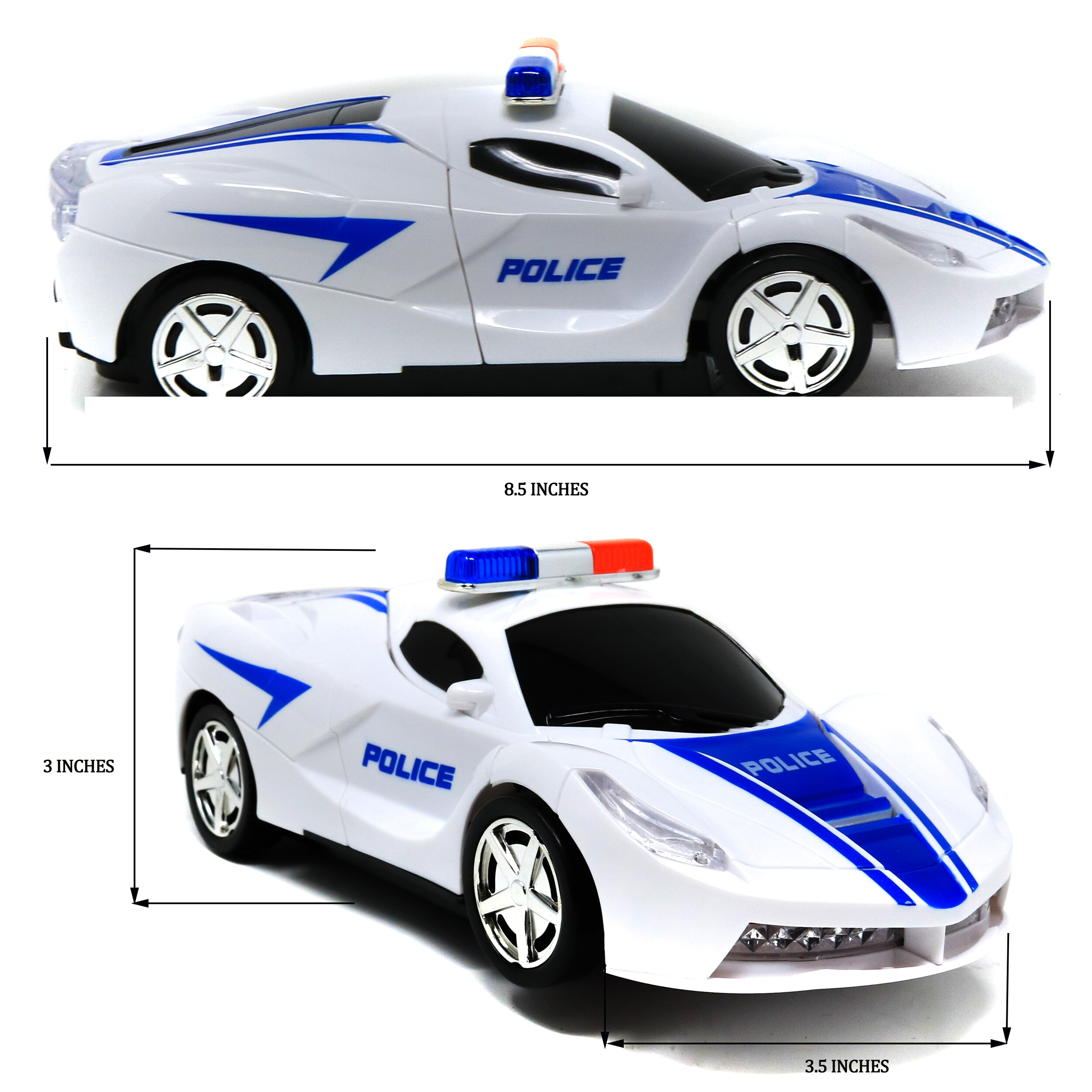2-In-1 Robot Toy Police Car Transformer Robot With Lights And Sounds ...