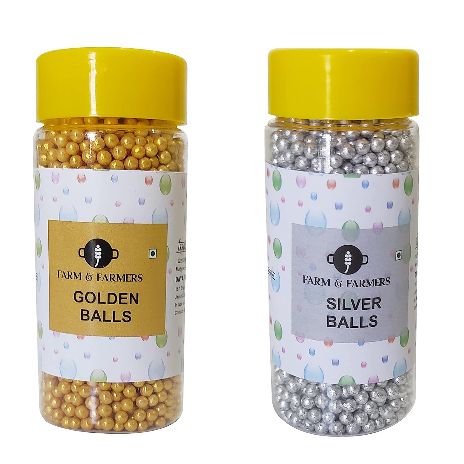 Farm & Farmers Silver And Golden Medium Size Balls Multicolored Cake ...