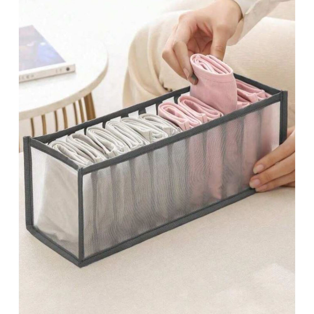 Mesh Nylon Underwear Storage Box - 11 Compartments for Neat and ...