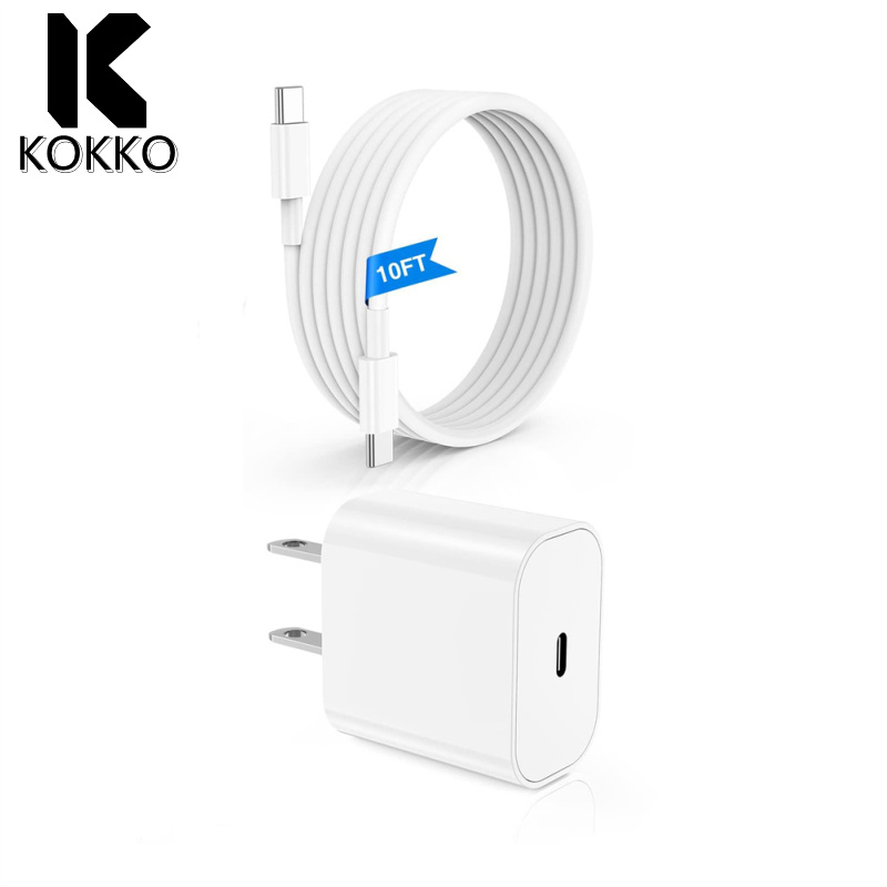 KOKKO USB C Charging Block And Long Type C To C Cable Cord, 5V/3A, 9V/2 ...