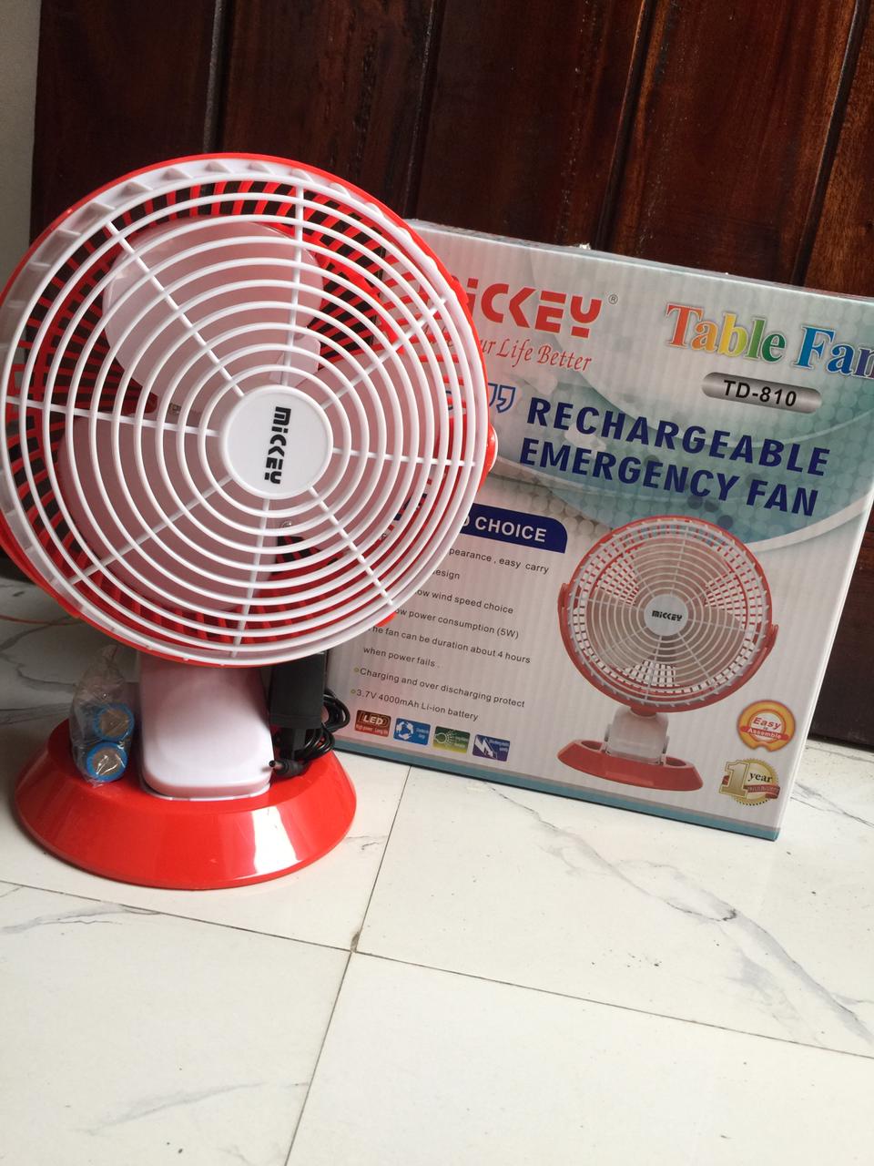 MICKEY 8'' Rechargable emergency fan TD-810 Table Fan | Daraz.lk
