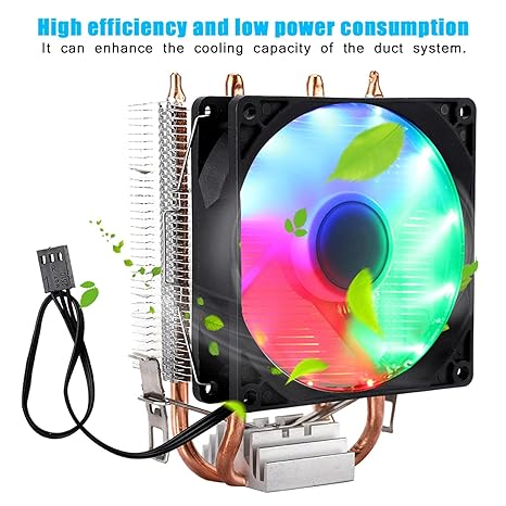 CPU Cooling Fan RBG , 2 Tube PC CPU Cooler 3 Pin Single Fan CPU Cooler ...