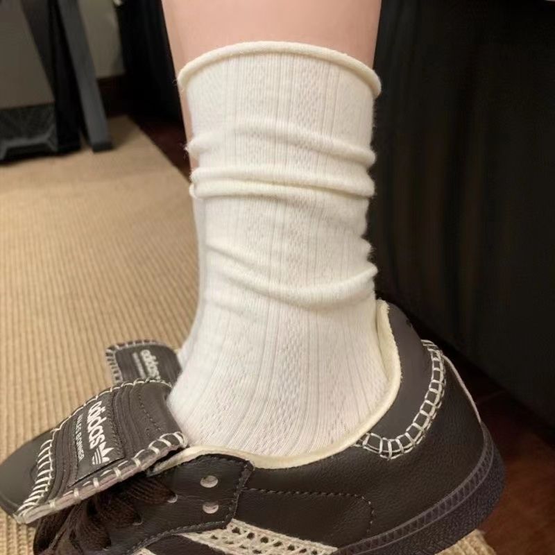 Women's Summer Thin Socks ins Trendy Cream Series Curling Dark Grain ...