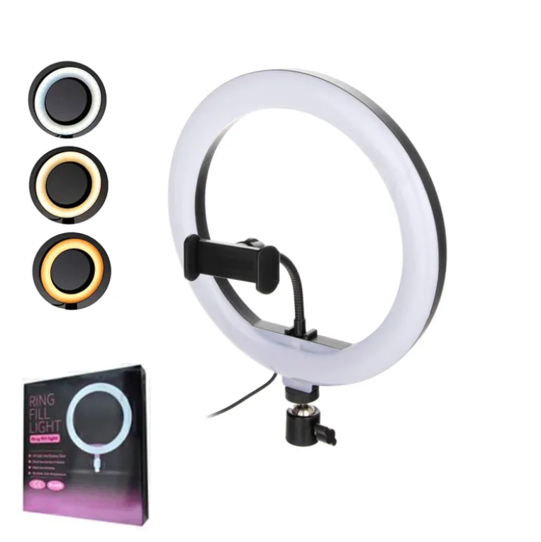Selfi Ring Fill Light & 8 Feet Tripod 26 cm Mixed 3 Color USB Dimmable ...
