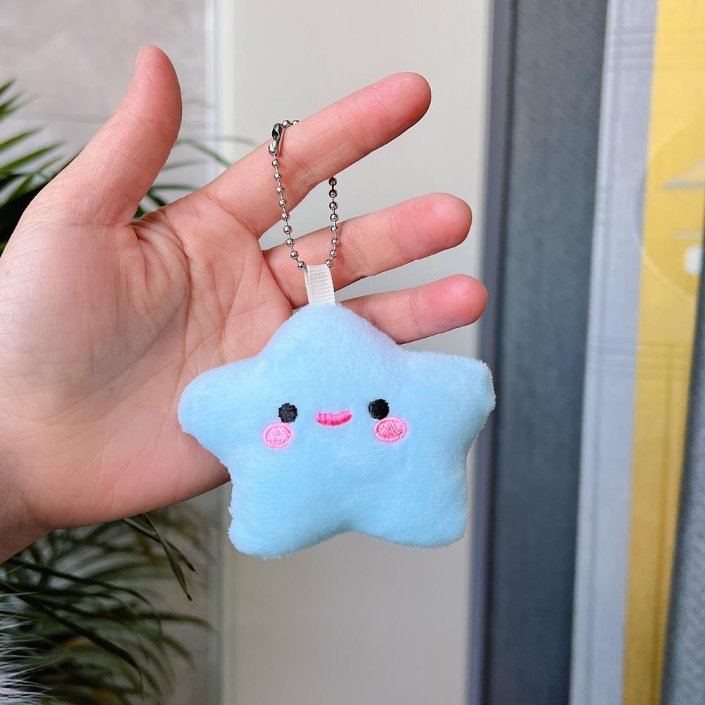 Plush Plush doll Cuddly 5*5cm Cute Squeak keychain Yellow Star-shaped ...