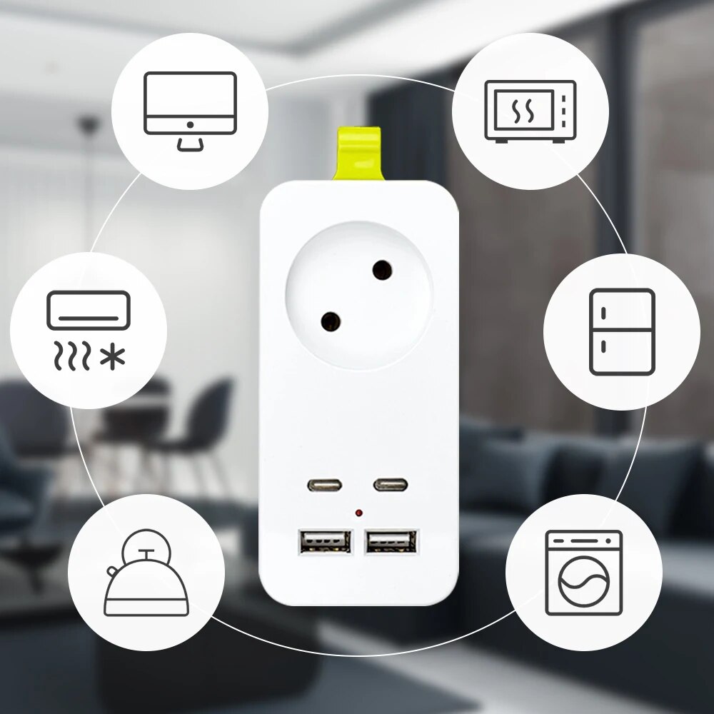 VISWE Power strip USB Type-C 5V 3.1A, EU plug Multi outlets Russia ...