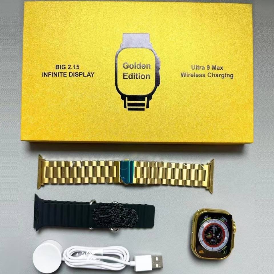 Ultra 9 Max Wireless Charging Golden Edition Smart Watch Big 2.15 ...