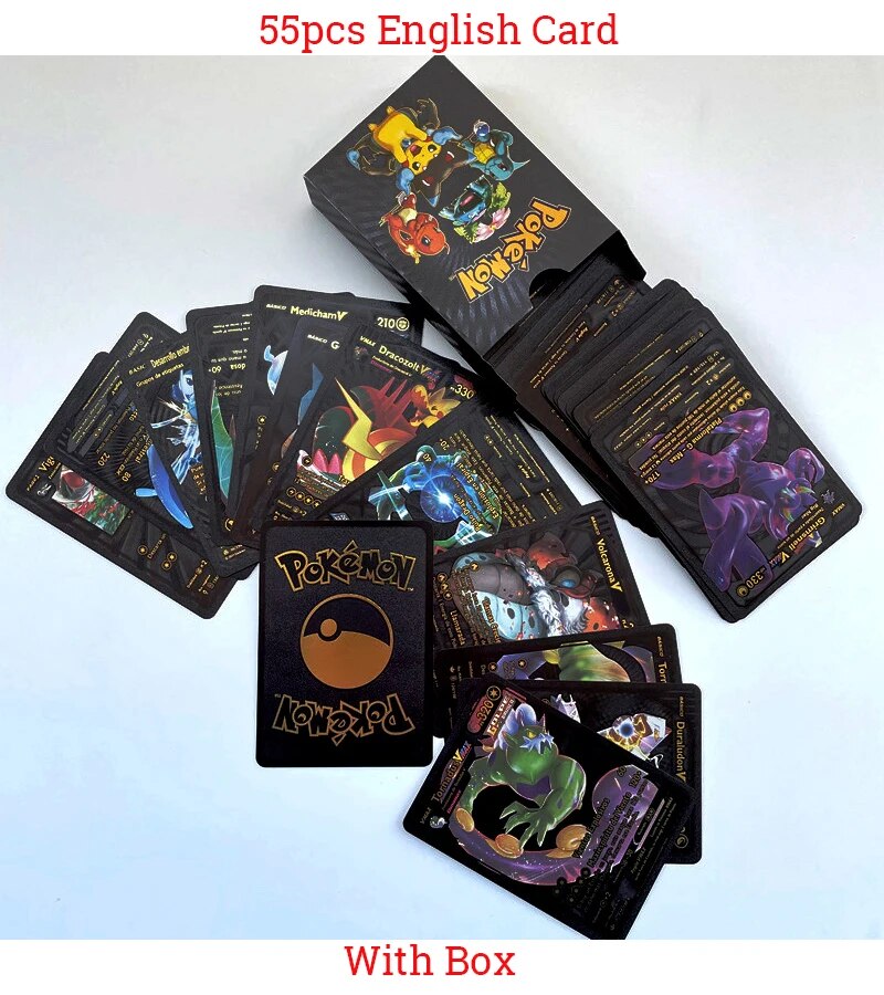 pokemon cards golden 11-110PCS Pokemon Gold Pikachu Cards Box Spanish ...