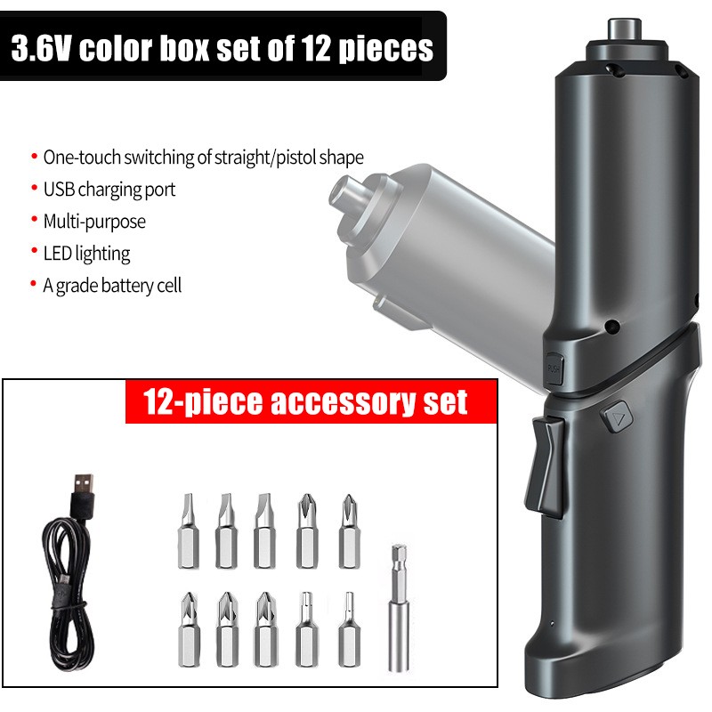 Lithium Battery Screwdriver Set Rechargeable Multifunctional Foldable ...