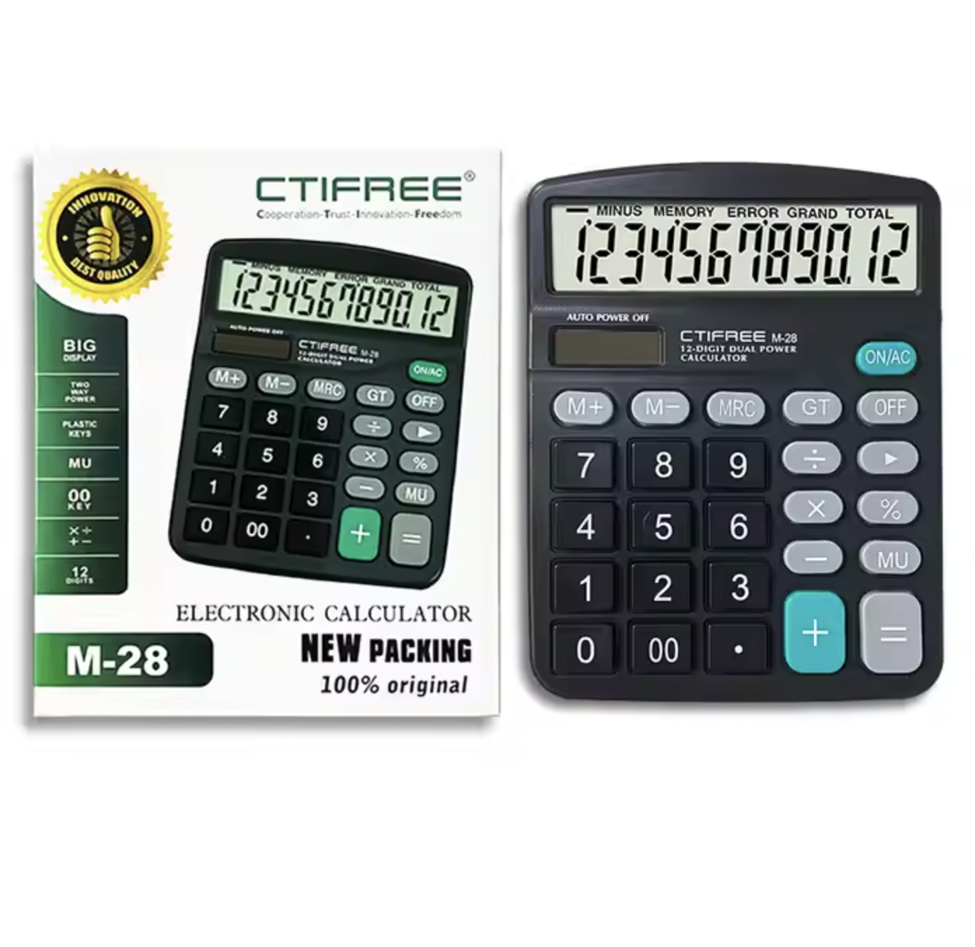 Ctifree Superior Electronic Calculator M-28 Solar Battery Big Display ...