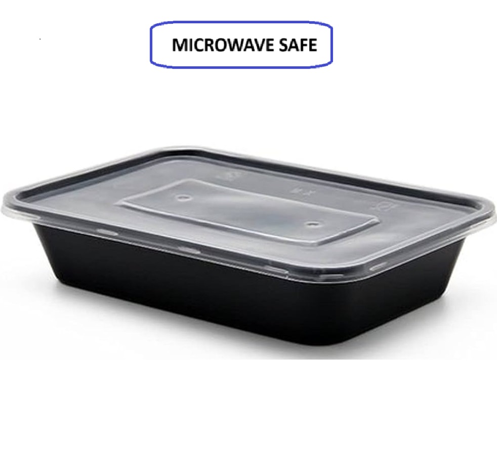 10 Pcs Transparent / Black PP5 Plastic Food Container | Disposable ...